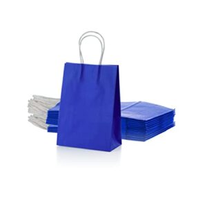 small royal blue paper bag with handle party favours bag 8.2×5.9×3 inch for birthday wedding baby shower 4th july recycled bag, pack of 12