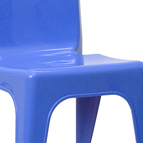 EMMA + OLIVER 4 Pack Blue Plastic Stack School Chair with Carrying Handle and 11" Seat Height