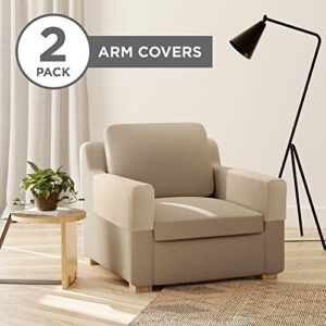 Zenna Home Pixel 2-Piece Stretch Furniture Arm Covers Armrest Protectors, Sand