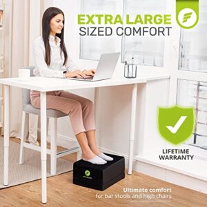 ErgoFoam XL Foot Rest for Stools and High Chairs - Adjustable Foot Rest for Added Height - Extra Large Premium Velvet Soft Foam Footrest (Black)