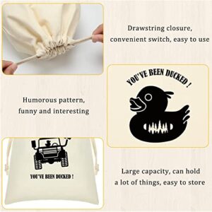 2 Pcs You've Been Ducked Bag Drawstring Backpack Bags Drawstring Gift Bag Reusable Rubber Duck Drawstring Bag Canvas Storage Bags Gift Wrap Bags Party Favor Bags for Duck Enthusiast, 13 x 10.23 Inch