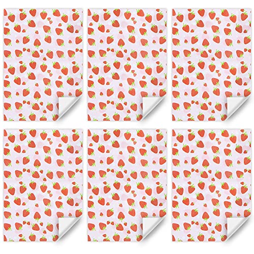 Strawberry Wrapping Paper Happy Birthday Girls Kids 6 Sheets, Cute Sweet Strawberries Fruity Design Perfect DIY Gift Wrap Pink Wraping Paper for Birthday, Holiday, Wedding, Baby Shower, Christmas, Mother's Day, Party and More Occasions