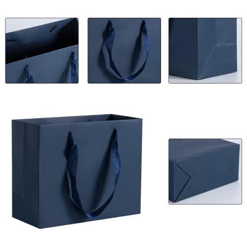 Dasofine 25pcs Navy Gift Bags, Small Gift Bags 8.7" x 3.9" x 7.1", Thick Kraft Paper Favor Bags, Navy Blue Gift Bags with Handles for Party, Wedding, Baby Shower