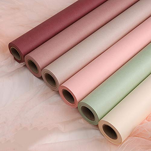 BBJ WRAPS Korean Style Waterproof Floral Wrapping Paper Single Color Bouquet Wrapping Paper Roll for Flowers, 22.8 Inch x 8 Yard, 1 Roll (Beige White)