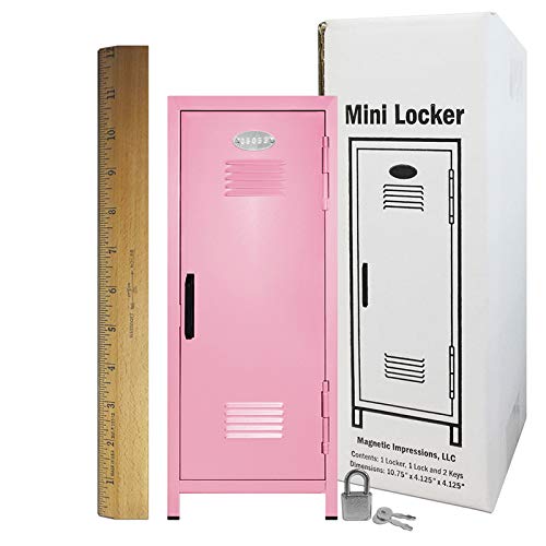 Mini Locker with Lock and Key Light Pink -10.75" Tall x 4.125" x 4.125"