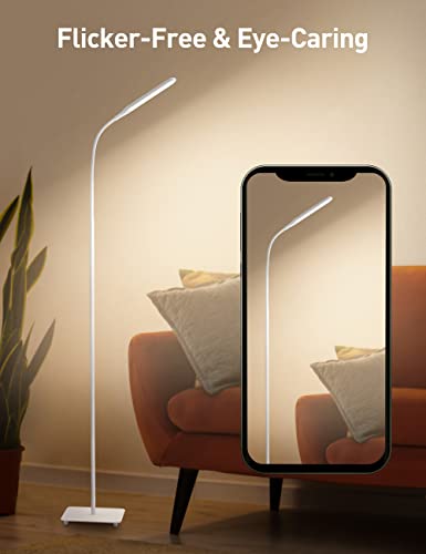 LED Floor Lamp, sympa Floor Lamp Features 4 Color Temperatures & 4 Brightness Levels, Standing Lamp with Adjustable Gooseneck, Touch Control, Stable Base Lamp for Living Room, Bedroom, Office