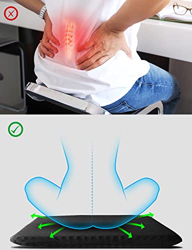 OSWCHIC Gel Seat Cushion Pressure Relief Double Layer Honeycomb Breathable Chair Cooling Pad for Car Driver Office Wheel Chair Butt Hip Support Tailbone Sciatic Nerve Spine Pain Relief