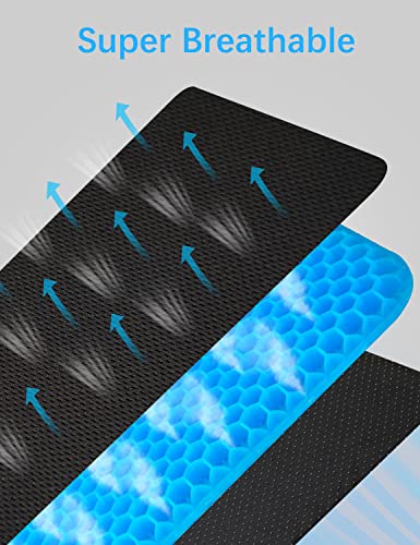 OSWCHIC Gel Seat Cushion Pressure Relief Double Layer Honeycomb Breathable Chair Cooling Pad for Car Driver Office Wheel Chair Butt Hip Support Tailbone Sciatic Nerve Spine Pain Relief