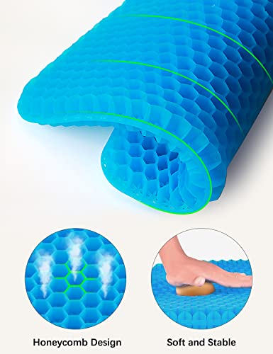 OSWCHIC Gel Seat Cushion Pressure Relief Double Layer Honeycomb Breathable Chair Cooling Pad for Car Driver Office Wheel Chair Butt Hip Support Tailbone Sciatic Nerve Spine Pain Relief