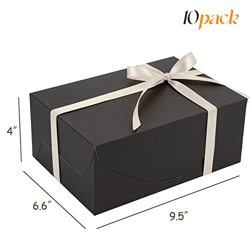 UnicoPak Black Gift Boxes 10 Pack 9.5x6.6x4 Inches, Gift Boxes for Presents, Bridesmaid Proposal Box, Gift Box for Wedding, Birthday, Baby Shower, Anniversary, Graduation, Christmas