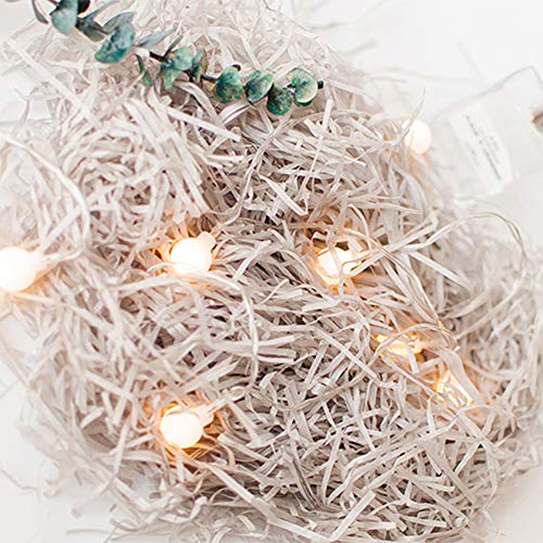 1 Pack About 100g Filler Shred Paper Craft Shredded Basket Grass Shred Paper Craft Crinkle Cut Paper Shred Filler Raffia Paper Shreds Strands Shredded Crinkle Confetti for Gift Wrapping(Milky white)