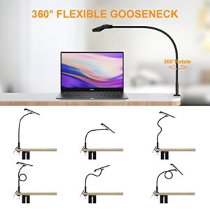 SHLINUX Clamp Lamp with Flexible Gooseneck, Eye-Caring Architect Task Lamp, 18W LED 3 Modes 6 Brightness, Modern Desk Light for Home Office ,Remote Control and Touch (Black)