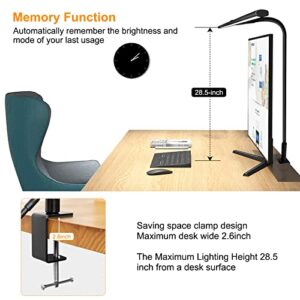 SHLINUX Clamp Lamp with Flexible Gooseneck, Eye-Caring Architect Task Lamp, 18W LED 3 Modes 6 Brightness, Modern Desk Light for Home Office ,Remote Control and Touch (Black)