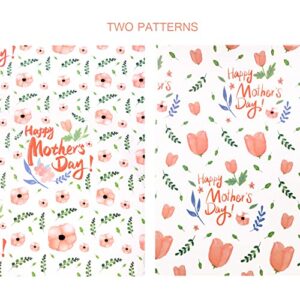 MAMUNU 6 Sheets Mother's Day Gift Wrapping Paper, "Happy Mother's Day" Pink Floral Wrapping Paper with Stickers for Mother's Day, Thanksgiving, Anniversary, Valentine's Day Gift Wrapping, 20 x 28 Inch Per Sheet