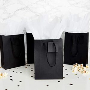 sparkle and bash black paper gift bags with handles, tags, tissue paper (8 x 5.5 in, 20 pack)