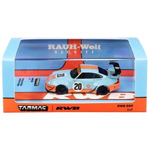 rwb 993 #20 “gulf oil light blue & orange rauh-welt begriff limited edition 2500 pcs worldwide 1/64 diecast model car by tarmac works t64-017-mijo