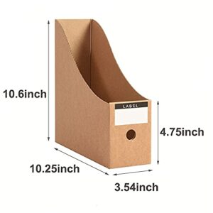 Foldable Desk File Holder Organizer Sturdy Cardboard Magazine Storage Box Document Rack with Blank Label Stickers for Home School Office (15, Brown)