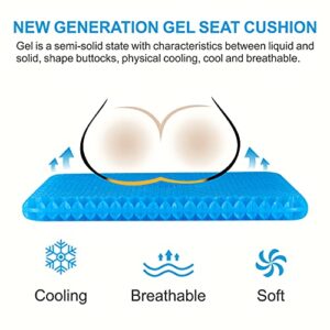 Yunqing Gel Seat Cushion, Double Thick Egg Gel Seat Cushion with Non-Slip Cover, Breathable Honeycomb Gel Cushion for Pressure Relief Back Pain, for Home Office Chair Cars Wheelchair (16x14x1.6inch)