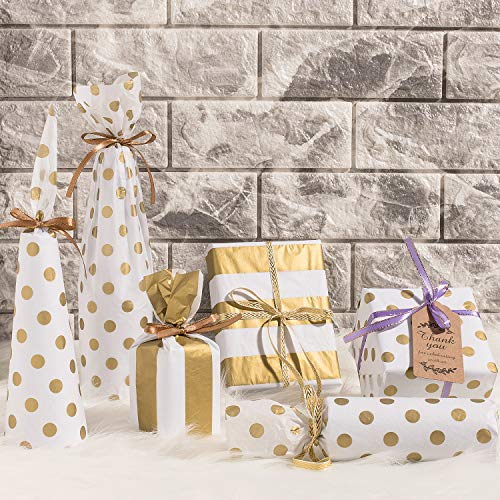 Whaline Metallic Tissue Paper 180 Sheets Gold Tissue Paper Bulk, Metallic Gift Wrapping Paper for Christmas, Home, Kitchen, Birthday Party, Arts Crafts, DIY, Weddings, Bridal Showers