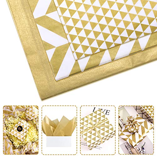 Whaline Metallic Tissue Paper 180 Sheets Gold Tissue Paper Bulk, Metallic Gift Wrapping Paper for Christmas, Home, Kitchen, Birthday Party, Arts Crafts, DIY, Weddings, Bridal Showers