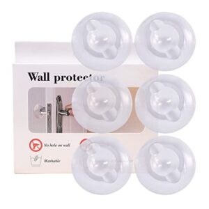 door stopper wall protector (clear 6pcs) – premium, self-adhesive, reusable door knob bumper – upgrade, shock absorbent gel, wall shield & silencer for door handle. soft rubber door stop