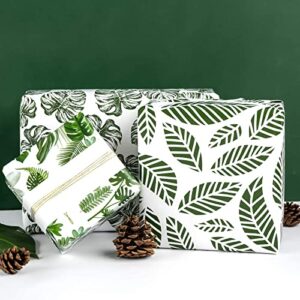 MAYPLUSS Wrapping Paper Roll - Mini Roll - 17 inch X 120 inch Per roll - 3 Different Leaves Design (43.2 sq.ft.ttl)