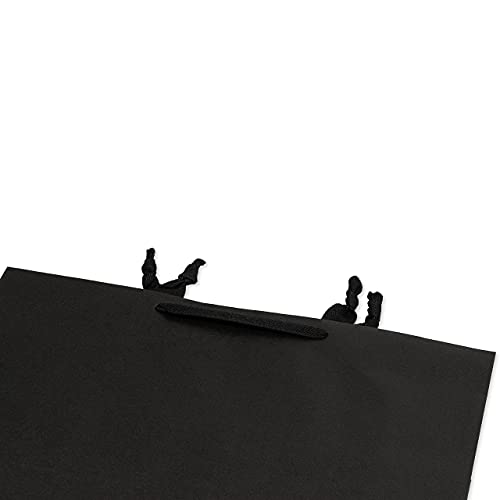 Prime Line Packaging Black Gift Bags with Handles - 50 Pack 16x6x12 Designer Shopping Bags in Bulk, Large Gift Wrap Euro Totes with Handles for Boutiques, Small Business