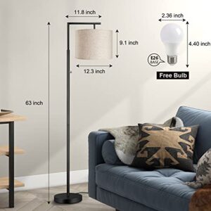 ROTTOGOON Dimmable Floor Lamp, 4 Color Temperatures Standing Lamp with Remote Control & Rotary Switch, Tall Pole Floor Lamp for Living Room, Bedroom, Study Room, Office, 9W LED Bulb Included - Black