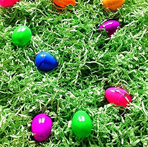 Wittocs Easter Green Grass Recyclable Paper Shred for Easter Basket Filler Creative Eggs Decor Filler Party Decoration Gift Packaging 200g