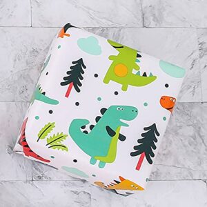 U'COVER Cute Dinosaur Birthday Wrapping Paper for Boys Girls Kids Baby Shower 3 Styles Cartoon Animal Monster Gift Wrapping Paper Roll for Holiday Anniversary Graduation (3 ROLL-44.4 sq.ft.ttl