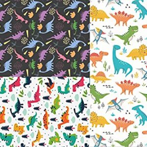 U'COVER Cute Dinosaur Birthday Wrapping Paper for Boys Girls Kids Baby Shower 3 Styles Cartoon Animal Monster Gift Wrapping Paper Roll for Holiday Anniversary Graduation (3 ROLL-44.4 sq.ft.ttl