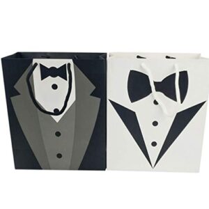 NUOBESTY Groomsmen Paper Gift Bags Tuxedo Gift Bags for Wedding Groomsmen Anniversary, Pack of 5