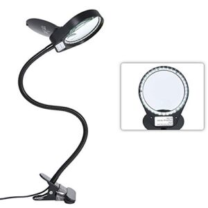 magnifying glass lamp 3x 10x,stepless dimmable led magnifying lamp with dust cover metal clamp,adjustable led magnifier with light and stand for crafts reading workbench close work