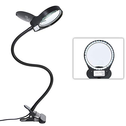 Magnifying Glass Lamp 3X 10X,Stepless Dimmable LED Magnifying Lamp with Dust Cover Metal Clamp,Adjustable LED Magnifier with Light and Stand for Crafts Reading Workbench Close Work