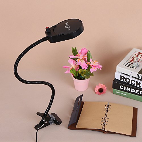 Magnifying Glass Lamp 3X 10X,Stepless Dimmable LED Magnifying Lamp with Dust Cover Metal Clamp,Adjustable LED Magnifier with Light and Stand for Crafts Reading Workbench Close Work