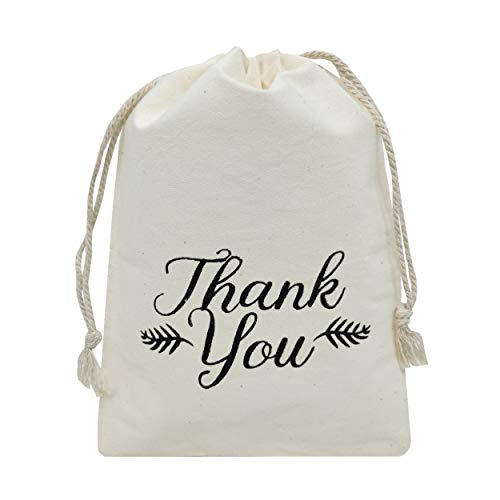 Sanrich Thank You Drawstring Bags 5x7 inch for Party Favor 20 Pack Gift Goodies Treat Bags (5x7)