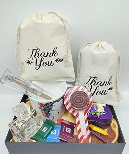 Sanrich Thank You Drawstring Bags 5x7 inch for Party Favor 20 Pack Gift Goodies Treat Bags (5x7)