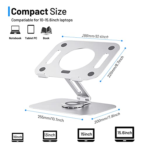 SANMOON Laptop Stand — 360° Swivel & Adjustable Laptop Stand for Desk, Ergonomic Laptop Riser for Collaborative Work, Foldable & Portable Computer Stand for All MacBook / Laptops up to 15.6 inches.