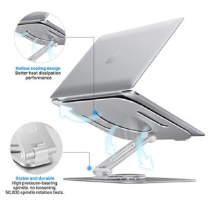 SANMOON Laptop Stand — 360° Swivel & Adjustable Laptop Stand for Desk, Ergonomic Laptop Riser for Collaborative Work, Foldable & Portable Computer Stand for All MacBook / Laptops up to 15.6 inches.