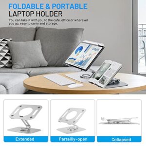 SANMOON Laptop Stand — 360° Swivel & Adjustable Laptop Stand for Desk, Ergonomic Laptop Riser for Collaborative Work, Foldable & Portable Computer Stand for All MacBook / Laptops up to 15.6 inches.