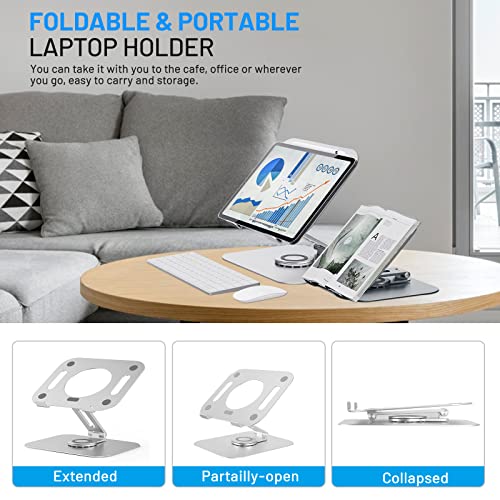 SANMOON Laptop Stand — 360° Swivel & Adjustable Laptop Stand for Desk, Ergonomic Laptop Riser for Collaborative Work, Foldable & Portable Computer Stand for All MacBook / Laptops up to 15.6 inches.