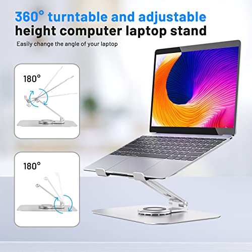 SANMOON Laptop Stand — 360° Swivel & Adjustable Laptop Stand for Desk, Ergonomic Laptop Riser for Collaborative Work, Foldable & Portable Computer Stand for All MacBook / Laptops up to 15.6 inches.