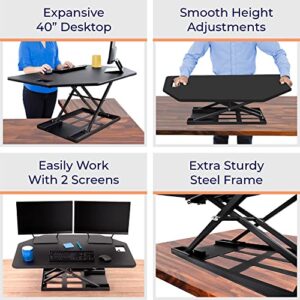 Stand Steady X-Elite Pro | Premier Corner Standing Desk Converter | Extra Large 40 Inch Sit to Stand Desk | Fully Assembled | Height Adjustable Desk Converter for Cubicles and L-Shaped Desks (Black)