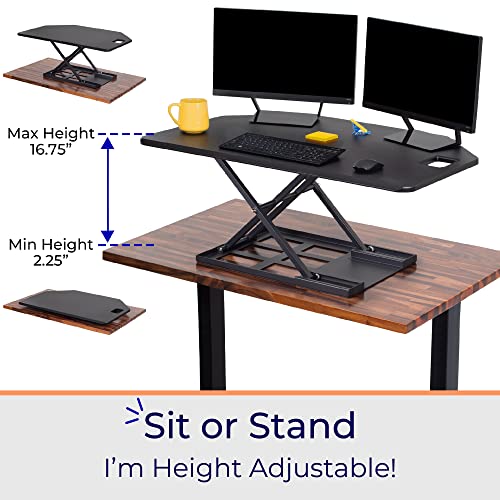 Stand Steady X-Elite Pro | Premier Corner Standing Desk Converter | Extra Large 40 Inch Sit to Stand Desk | Fully Assembled | Height Adjustable Desk Converter for Cubicles and L-Shaped Desks (Black)