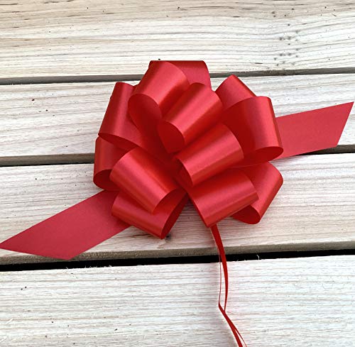 Red Christmas Gift Pull Bows - 5" Wide, Set of 10, Memorial Day, 4th of July, Gift Bows, Wreath, Garland, Gift Basket, Presents, Birthday, Fundraiser, Decoration, Valentine's Day