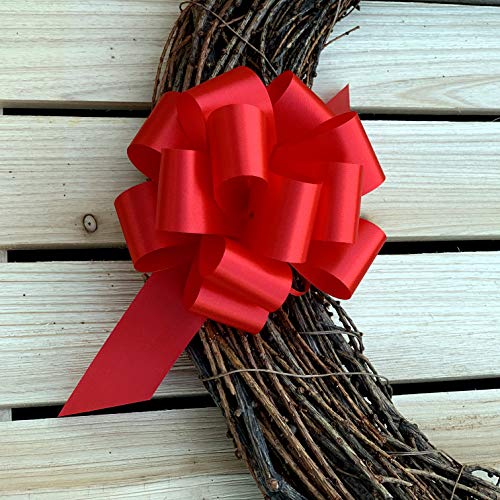 Red Christmas Gift Pull Bows - 5" Wide, Set of 10, Memorial Day, 4th of July, Gift Bows, Wreath, Garland, Gift Basket, Presents, Birthday, Fundraiser, Decoration, Valentine's Day