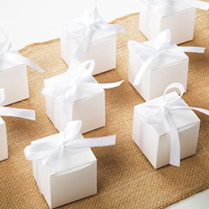 AWELL White Gift Candy Box Bulk 2x2x2 inches with White Ribbon Party Favor Box,Pack of 50