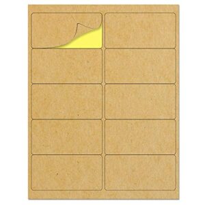 4″ x 2″ kraft labels stickers, letter size with print templates – 150 sheets, pack of 1500