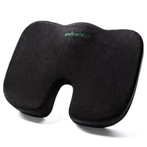 Wellnetech Seat Cushion Non-Slip Sciatica & Back Coccyx Tailbone Pain Relief Car Seat Cushion All-Day Sitting Comfort for Office Desk Gaming Chair. Enhanced Gel Memory Foam Seat Cushion