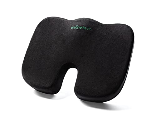 Wellnetech Seat Cushion Non-Slip Sciatica & Back Coccyx Tailbone Pain Relief Car Seat Cushion All-Day Sitting Comfort for Office Desk Gaming Chair. Enhanced Gel Memory Foam Seat Cushion